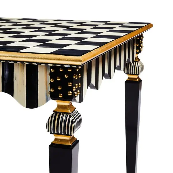 MACKENZIE-CHILDS Courtly Check & Stripe Game Table