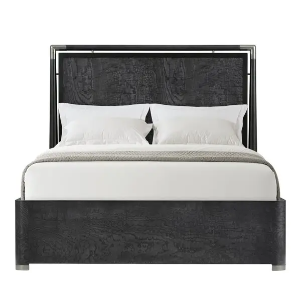 THEODORE ALEXANDER Kesden Wood Queen Bed - Silent Black