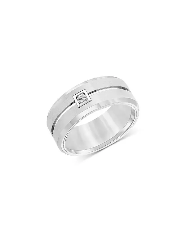 Bloomingdale'S Diamond Bevel Edge Band - White
