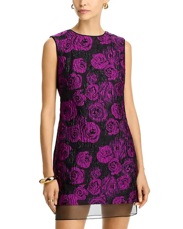 MILLY Ilectra Shift Dress - Black/purple