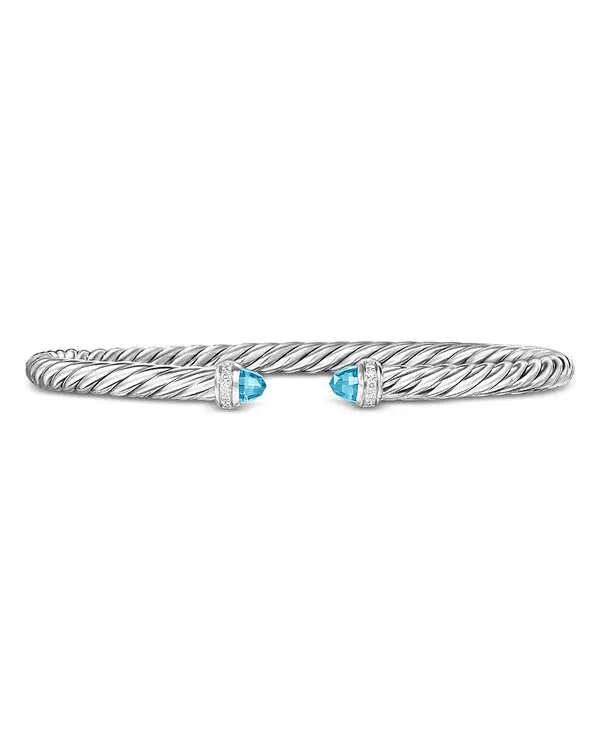 David Yurman Cablespira Flex Bracelet - Blue Topaz/silver