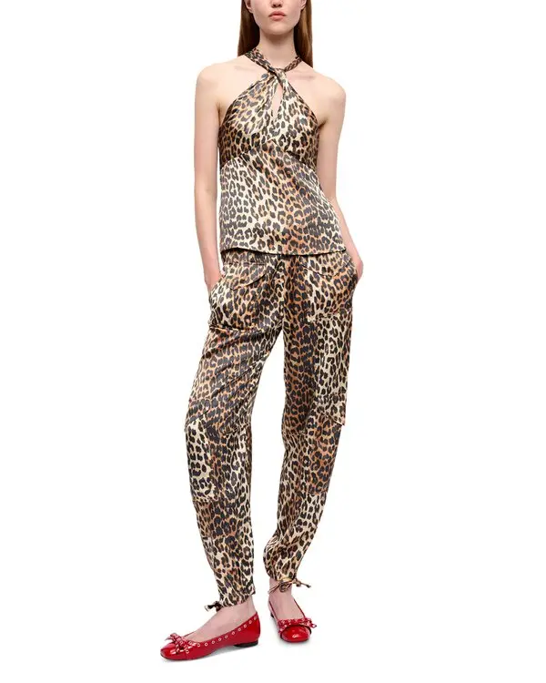 GANNI Printed Satin Top