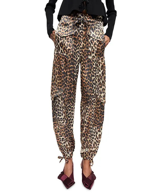 GANNI Printed Satin Pants