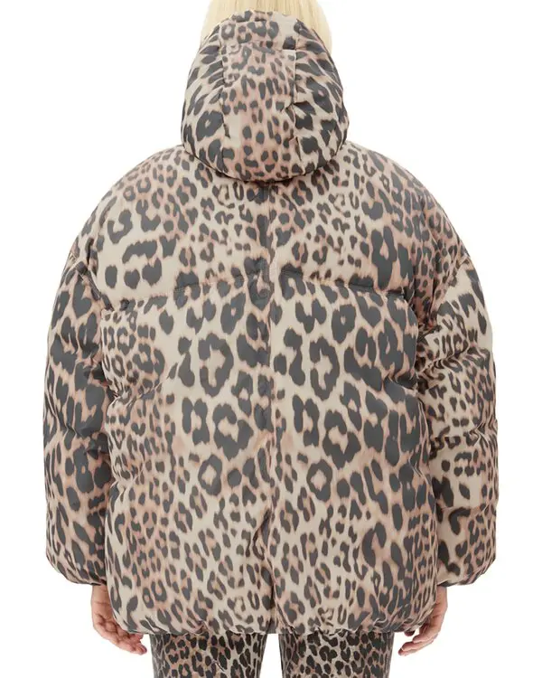 GANNI Leopard Print Puffer Jacket