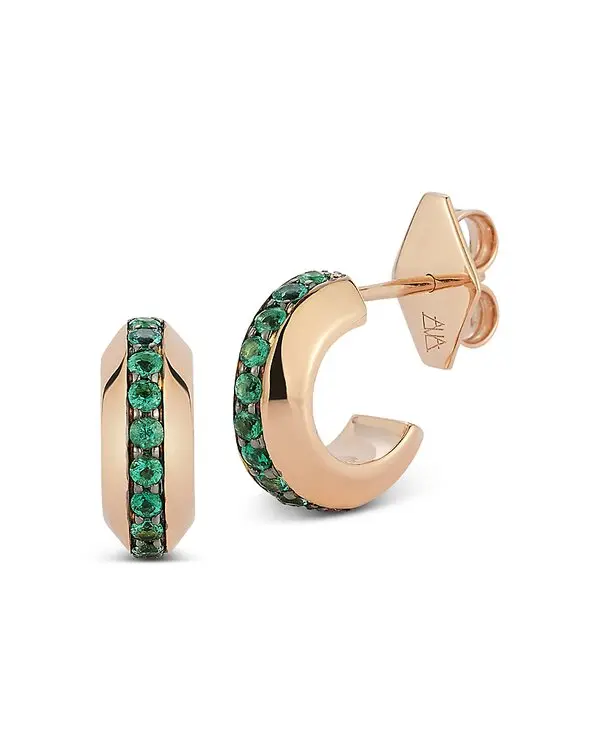 Walters Faith 18k Rose Gold Emerald Grant Huggie Earrings - Green/pink