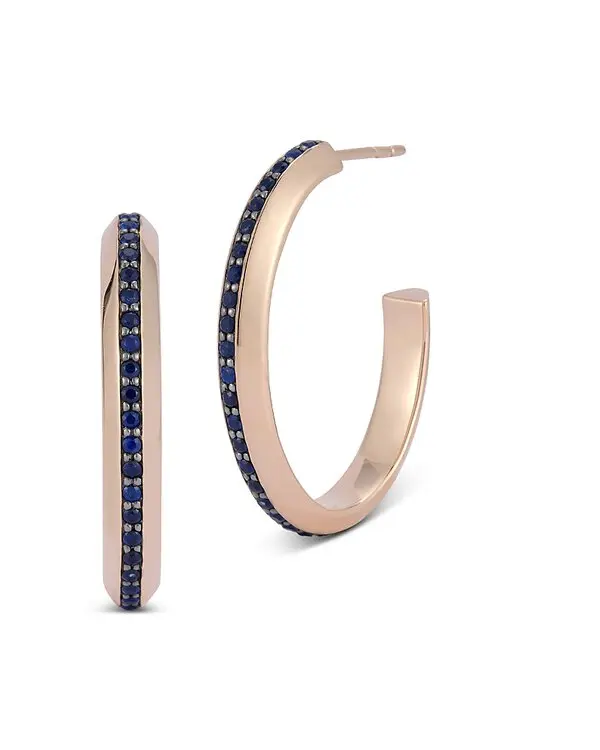 Walters Faith 18k Rose Gold Blue Sapphire Grant Hoop Earrings - Blue/pink