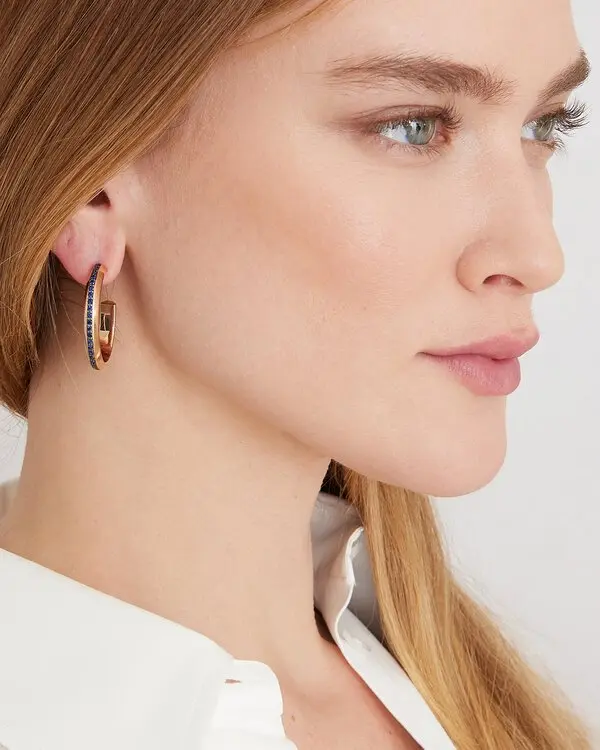 Walters Faith 18k Rose Gold Blue Sapphire Grant Hoop Earrings
