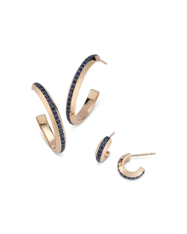 Walters Faith 18k Rose Gold Blue Sapphire Grant Hoop Earrings