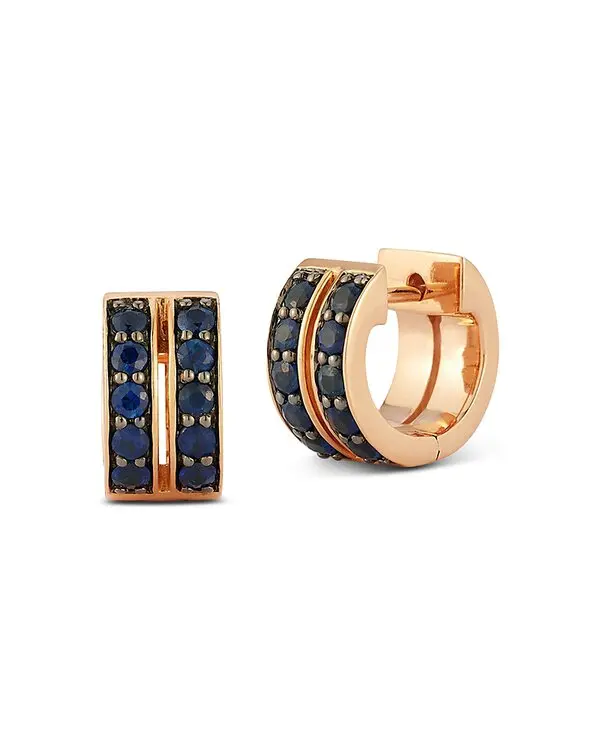 Walters Faith 18k Rose Gold Sapphire Huggie Earrings - Blue/pink