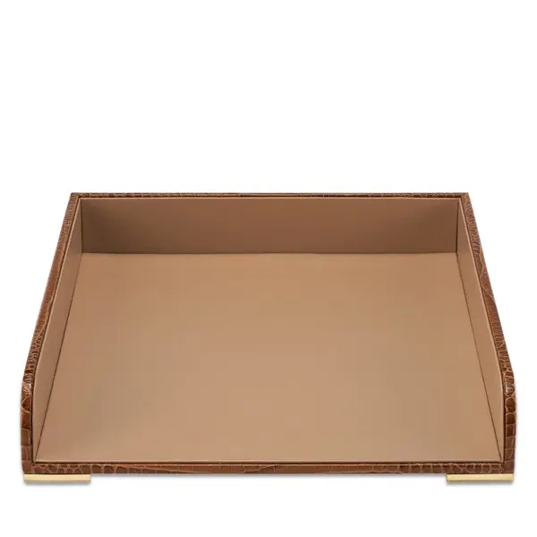 Aerin Classic Croc Embossed Leather Paper Tray