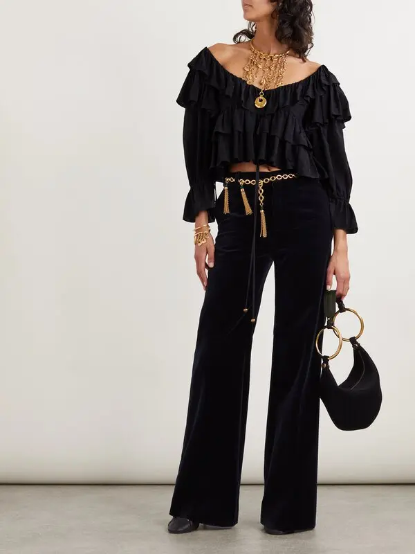Chloé Cotton-velvet Wide-leg Pants