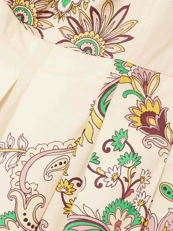 Etro Pleated Printed Cotton-poplin Midi Dress