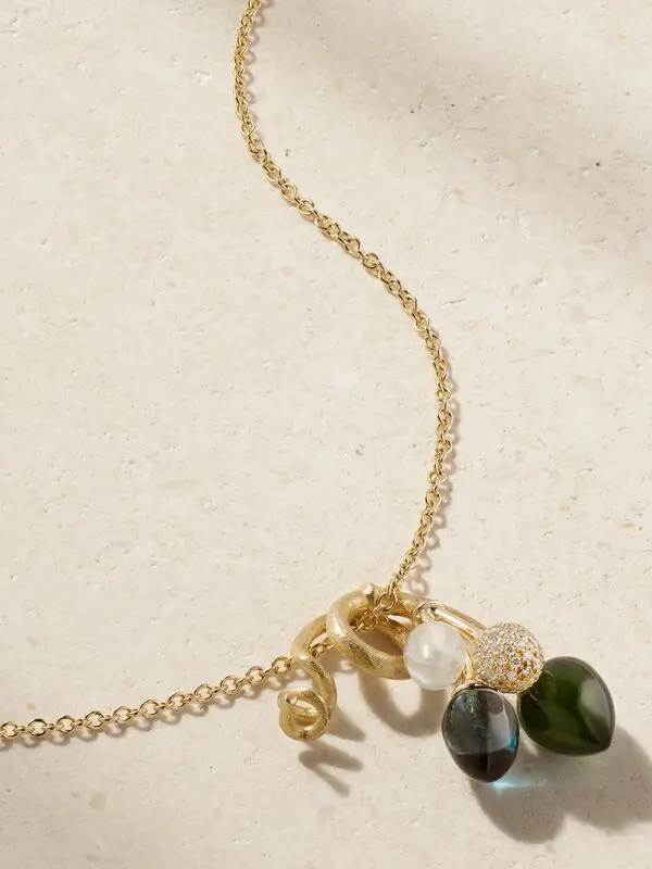 OLE LYNGGAARD COPENHAGEN Lotus Bunch 18-karat Multi-stone Necklace - Gold