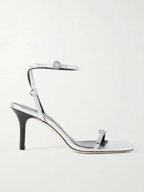 AeydĒ Hallie Metallic Leather Sandals - Silver