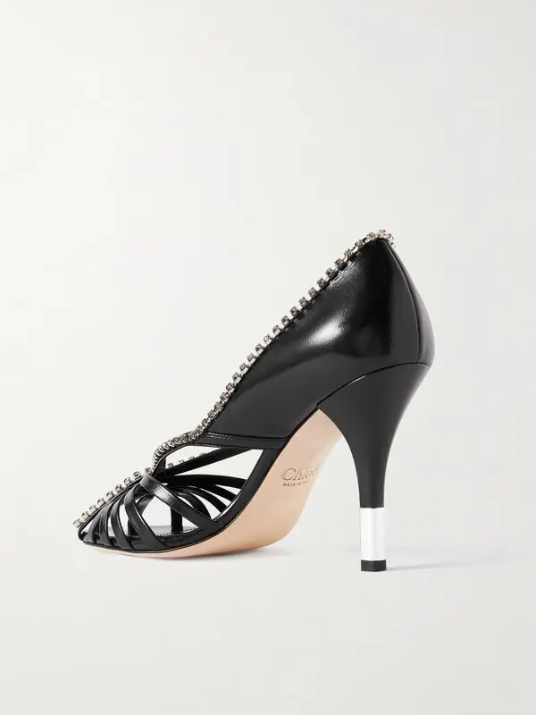 Chloé Leonie Cutout Embellished Leather Pumps