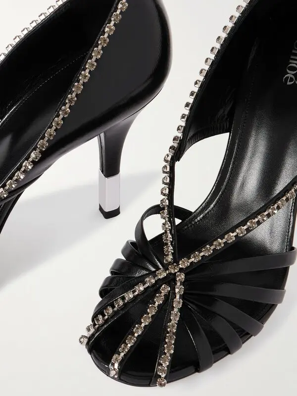 Chloé Leonie Cutout Embellished Leather Pumps