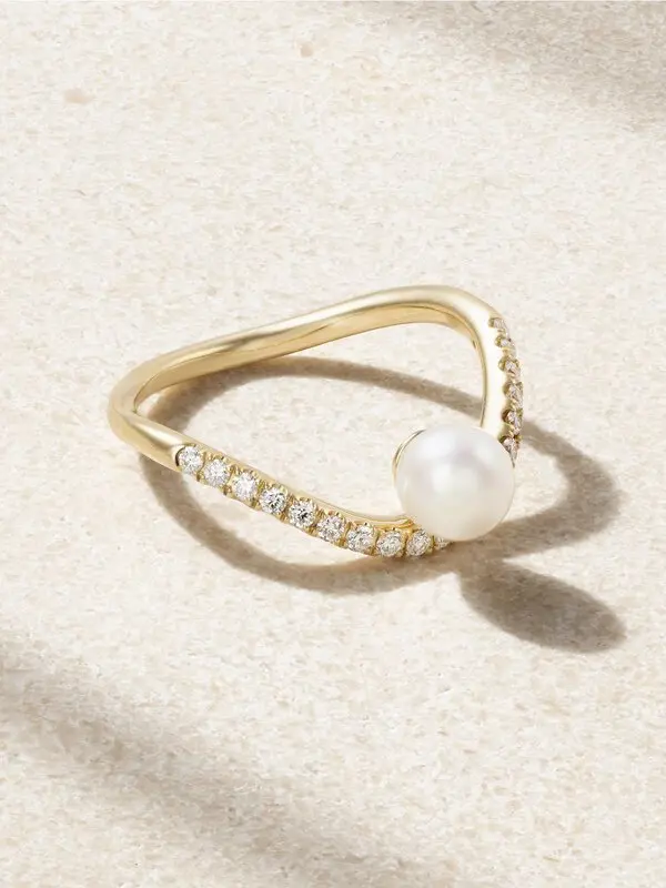 Mizuki 14-karat Gold, Diamond And Pearl Ring - White