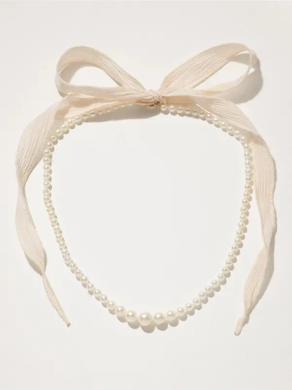 Mizuki 14-karat Gold, Silk And Pearl Necklace - White