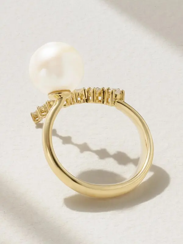 Mizuki 14-karat Gold, Pearl And Diamond Ring