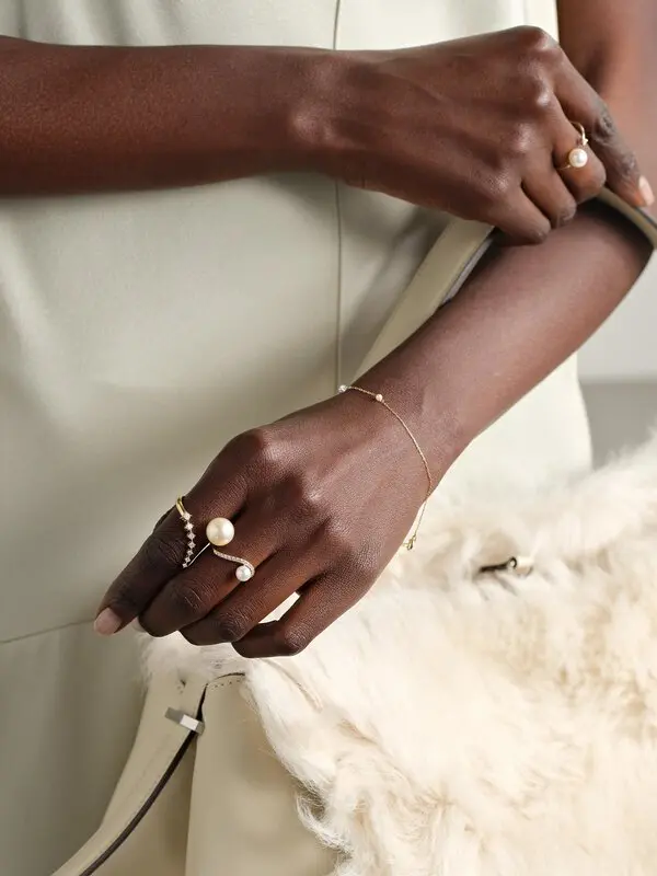 Mizuki 14-karat Gold, Pearl And Diamond Ring