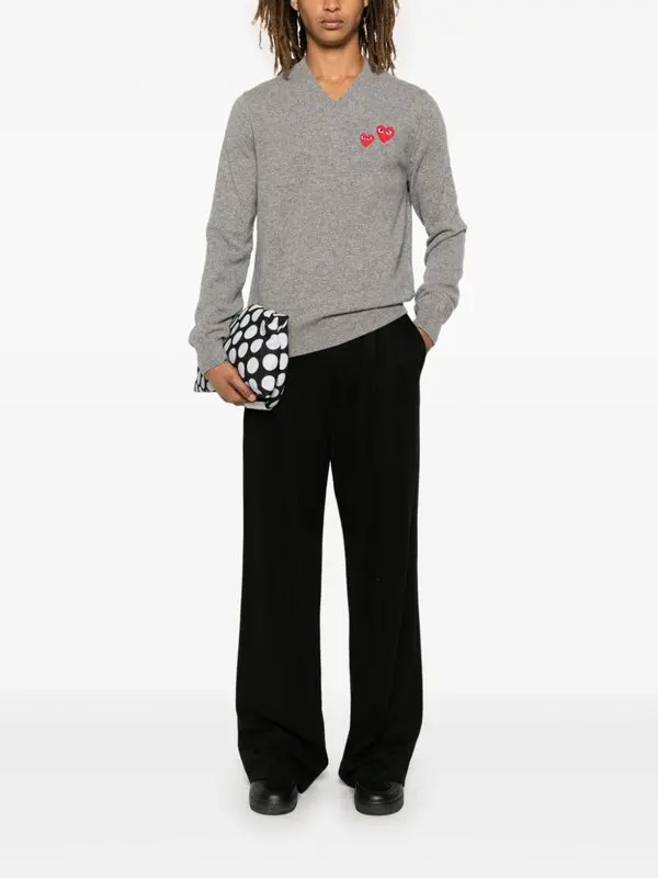 Play Comme Des Garcon Heart-patch Sweater - Grey