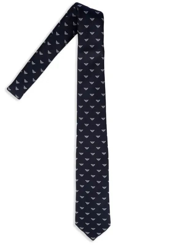 Emporio Armani Logo-print Neck Tie - Blue