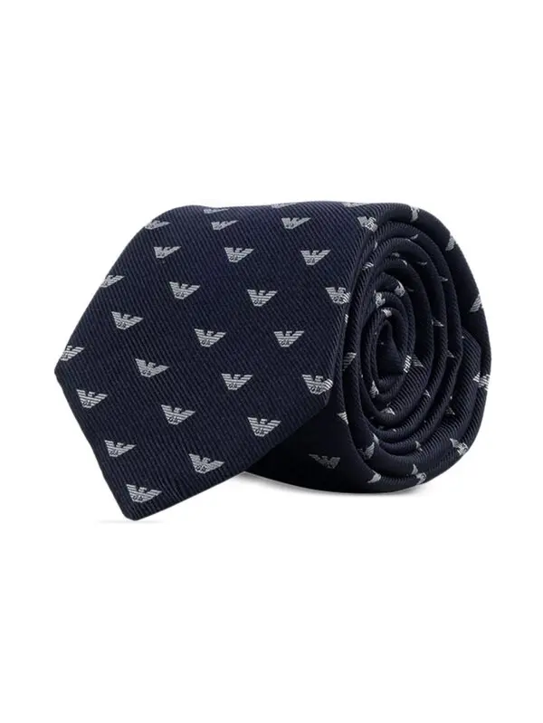 Emporio Armani Logo-print Tie - Blue