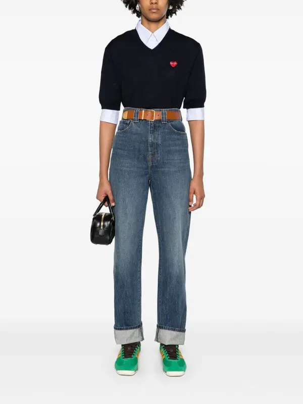 Play Comme Des Garcon Heart-patch Jumper - Blue