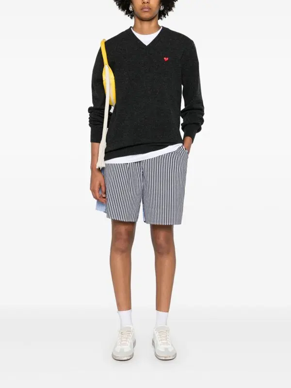 Play Comme Des Garcon Heart-patch Wool Jumper