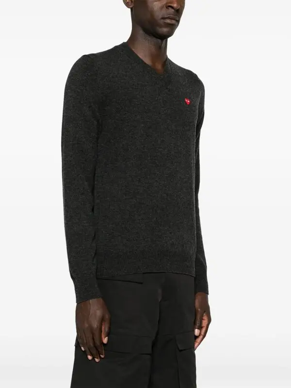Play Comme Des Garcon Heart-patch Wool Jumper