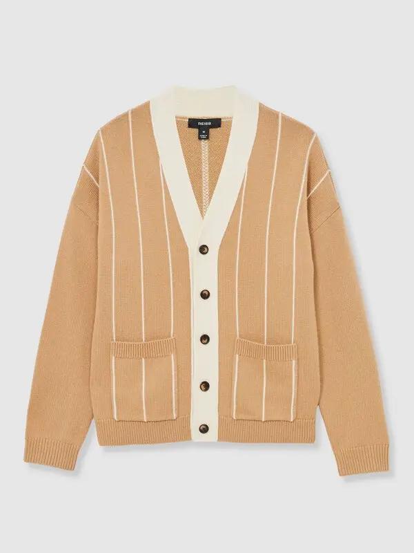 REISS Rovers Wool-blend Pinstripe Cardigan