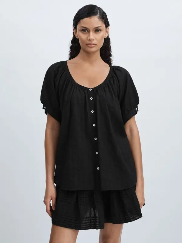 Mille Naomi Textured Button-through Top