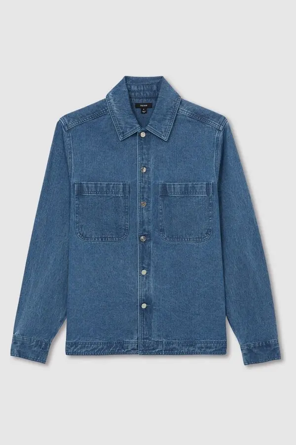 REISS Tore Cotton-denim Button-through Overshirt