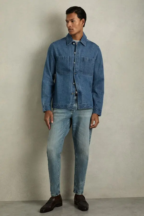 REISS Tore Cotton-denim Button-through Overshirt