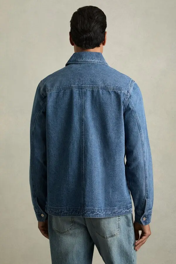 REISS Tore Cotton-denim Button-through Overshirt