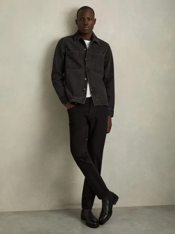 REISS Tore Cotton-denim Button-through Overshirt