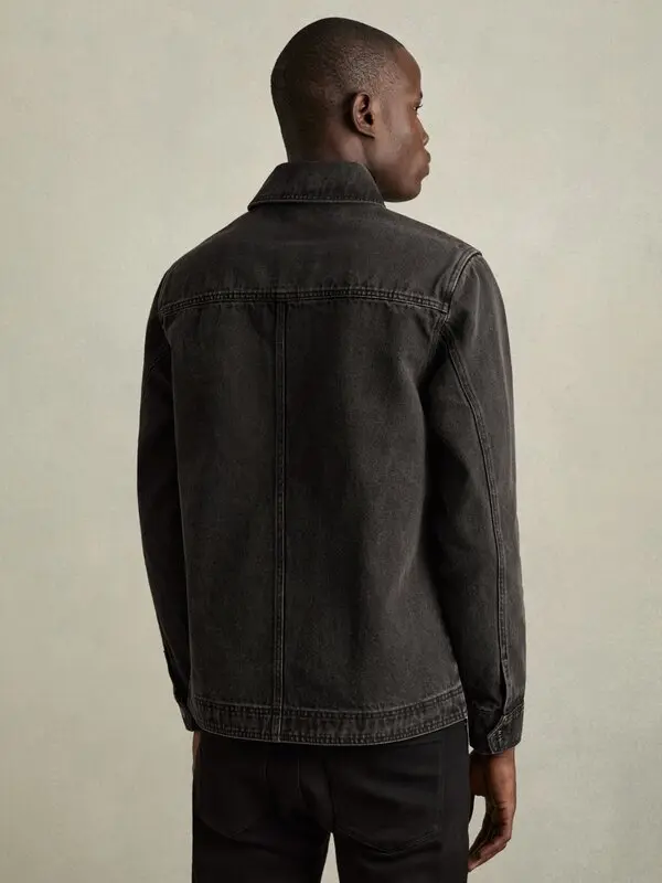 REISS Tore Cotton-denim Button-through Overshirt