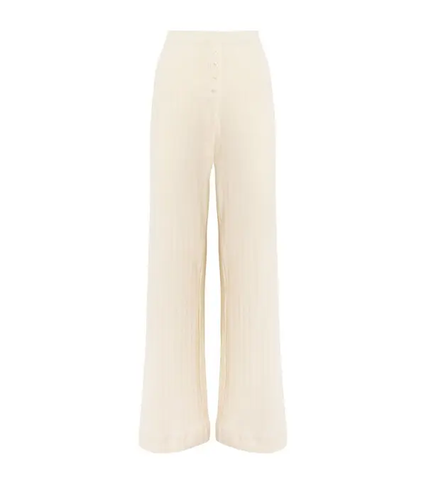 LESET Cotton Pointelle Lounge Trousers - Yellow