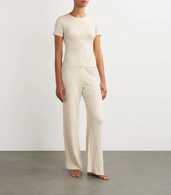 LESET Cotton Pointelle Lounge Trousers - Yellow