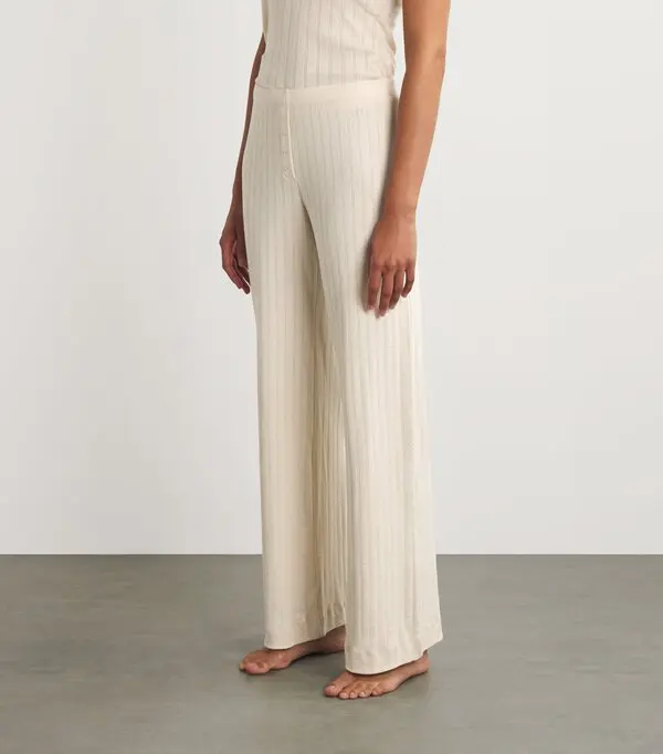 LESET Cotton Pointelle Lounge Trousers - Yellow