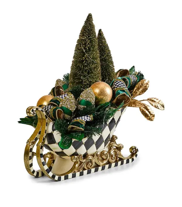 MACKENZIE-CHILDS Emerald Luxe Illuminated Sleigh Centrepiece - Green