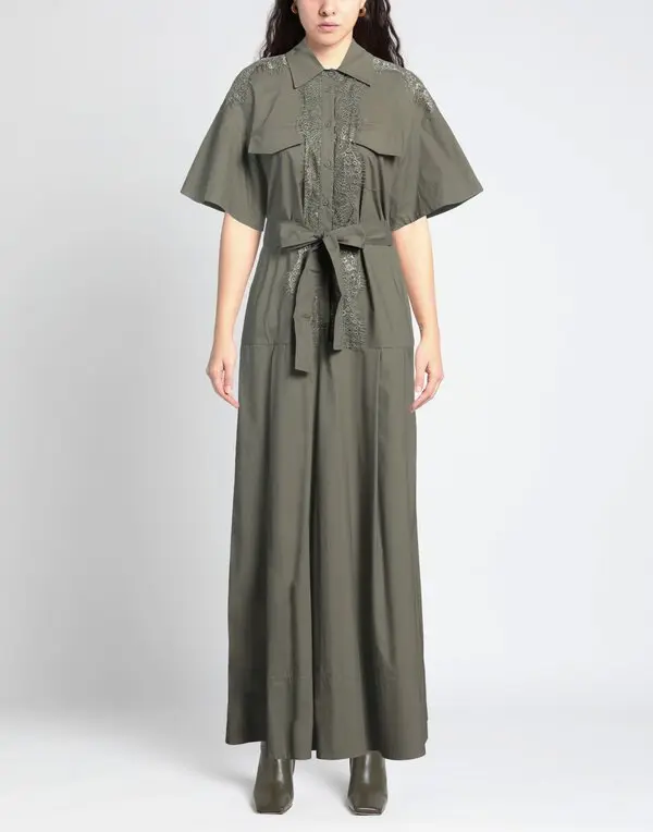 Kaos Military Cotton Maxi Shirtdress In Green - 37% Off | Editorialist