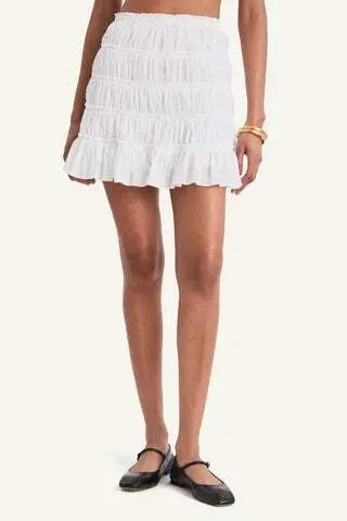 Merlette Cassis Tiered Ruffle Skirt - White