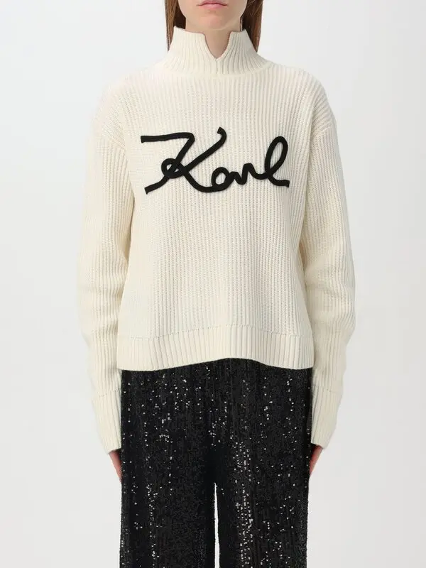 Karl Lagerfeld Ribbed Turtleneck Sweater With Appliqué Detailing
