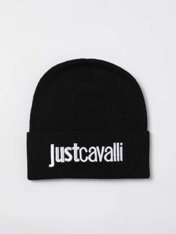 Just Cavalli Ribbed Logo Beanie - Black