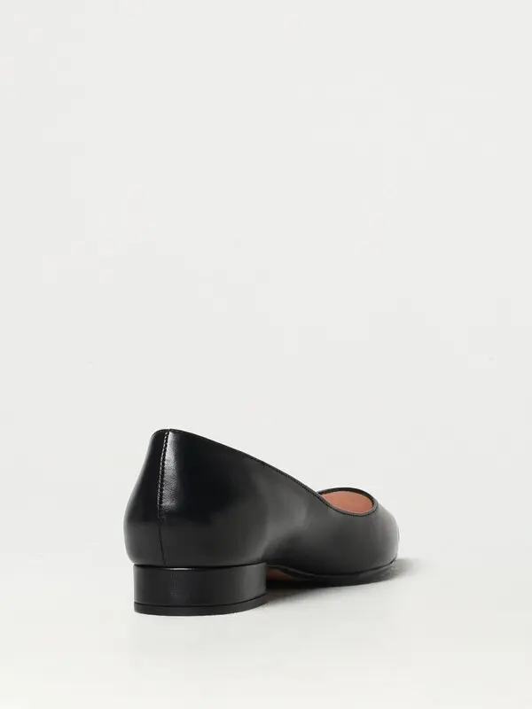 ANNA F. Leather Ballet Flats With Silver Tone Toe Cap