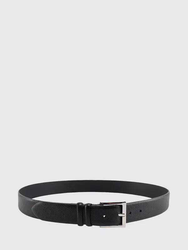 Orciani Saffiano Leather Belt - Black