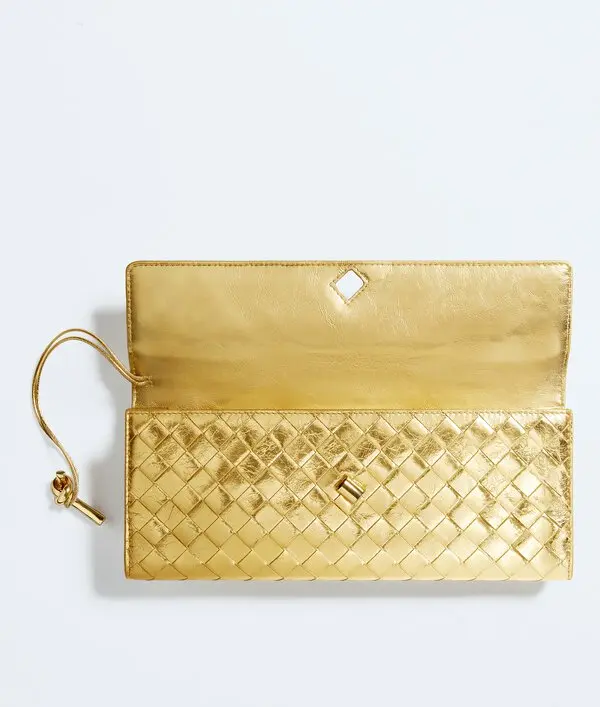 Bottega Veneta Intrecciato Foggy Mirror Leather Andiamo Clutch