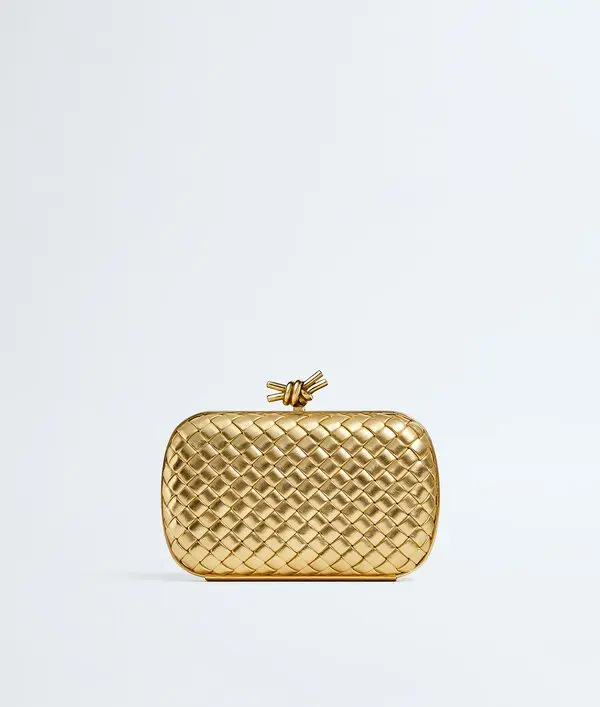 Bottega Veneta Intreccio Knot Clutch - Gold