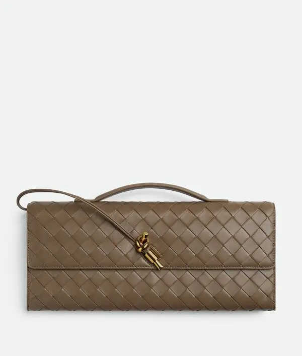 Bottega Veneta Intrecciato Leather Andiamo Clutch - Pinecone